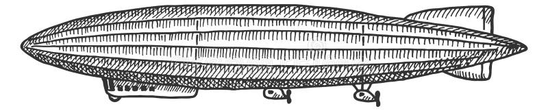 Flying Zeppelin. Hand Drawn Airship Stock Illustration - Illustration ...