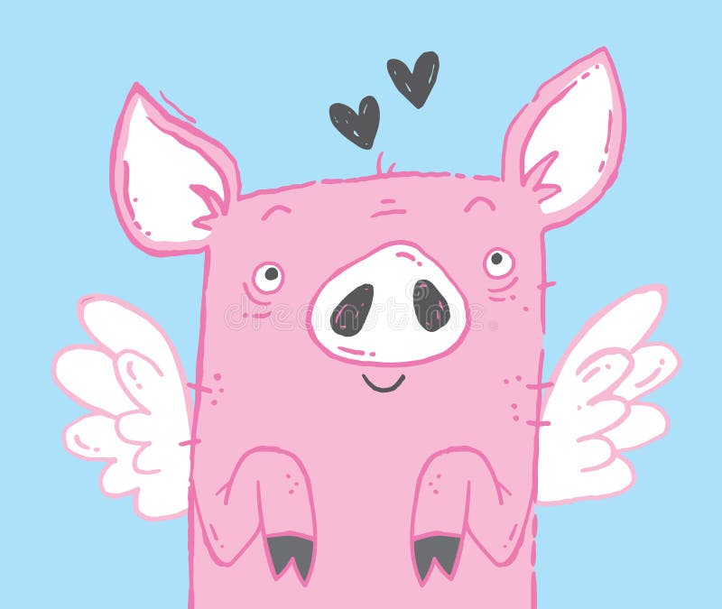 Cute Flying Pig Illustration Stock Illustration - Illustration of ...