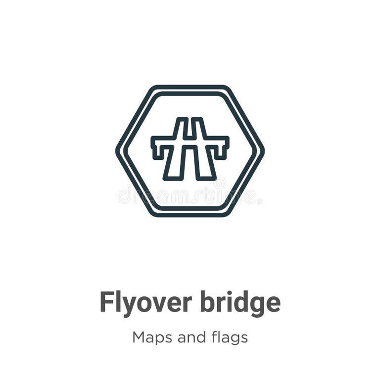 Flyover Bridge Outline Vector Icon. Thin Line Black Flyover Bridge Icon ...