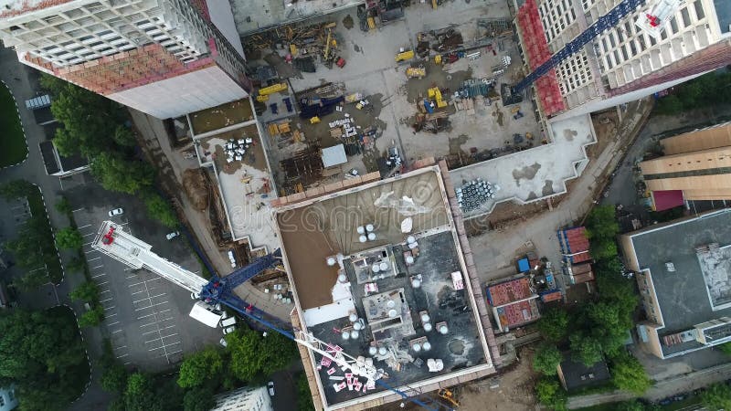 Flyover the Complex of Buildings Under Construction Stock Footage ...
