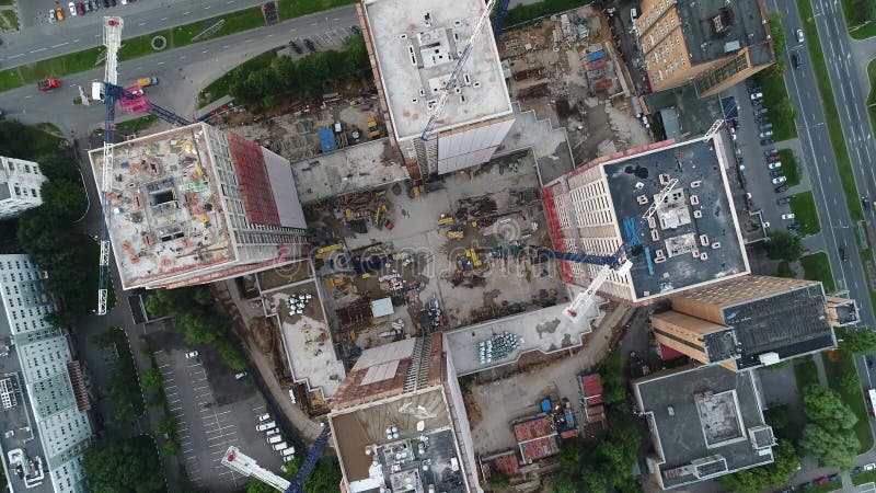 Flyover the Complex of Buildings Under Construction Stock Video - Video ...