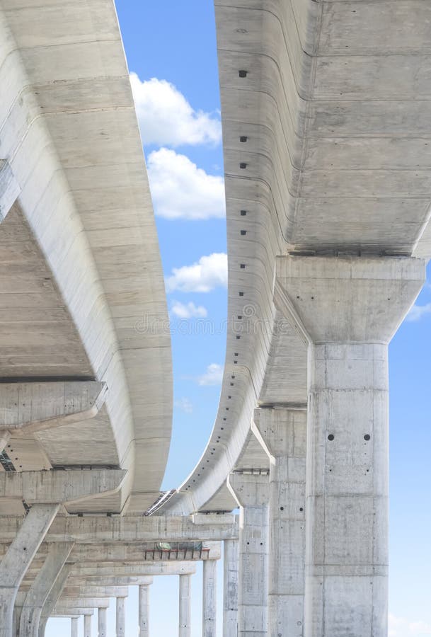 Flyover Foundation Posts Structure Under Construction Against Blue Sky ...