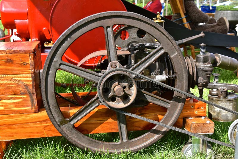 Flywheel of an Old Engine Transfers Energy by Use of a V Belt Stock ...