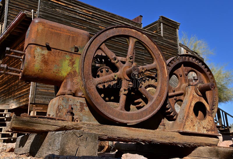 Old Rusty Gas Engine and Flywheel Stock Image - Image of momentum ...