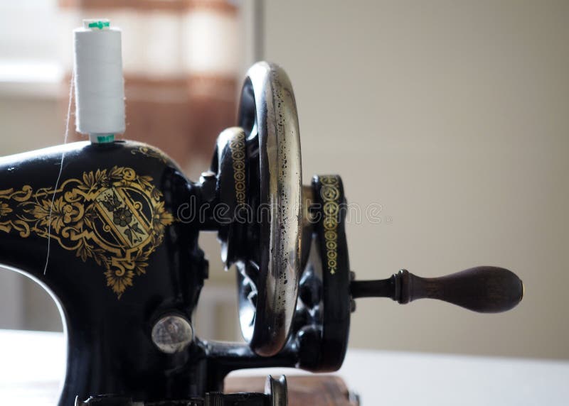 The Flywheel of Old Vintage Manual Sewing Machine Stock Photo - Image ...