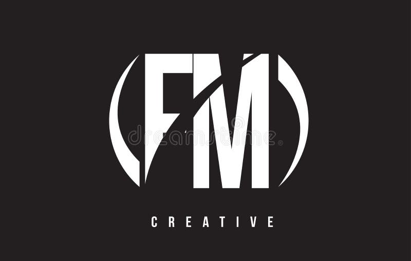FM F M White Letter Logo Design with Black Background. Stock Vector ...