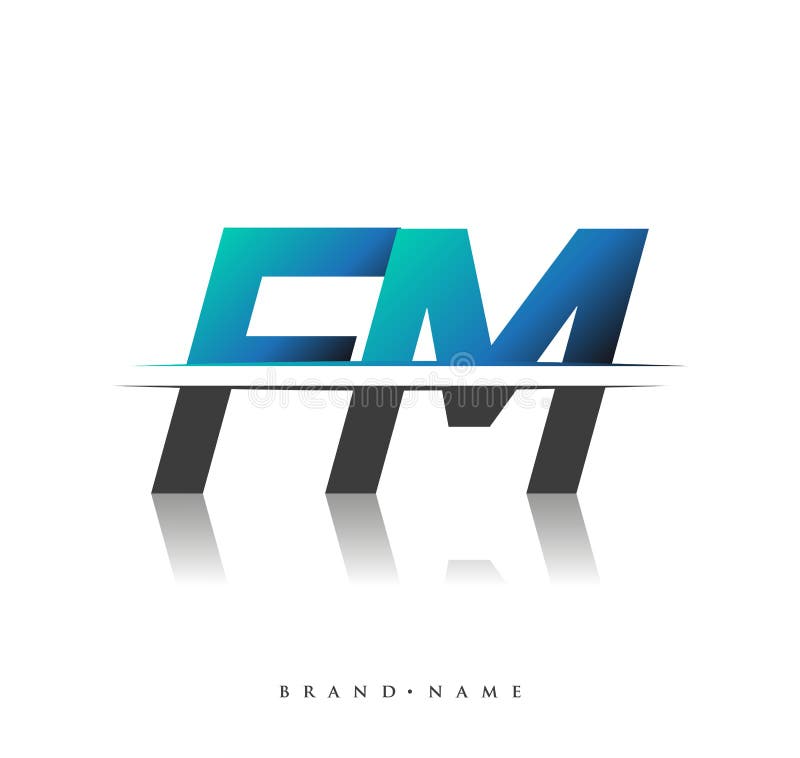 FM Initial Logo Company Name Colored Black and Blue, Simple and Modern ...