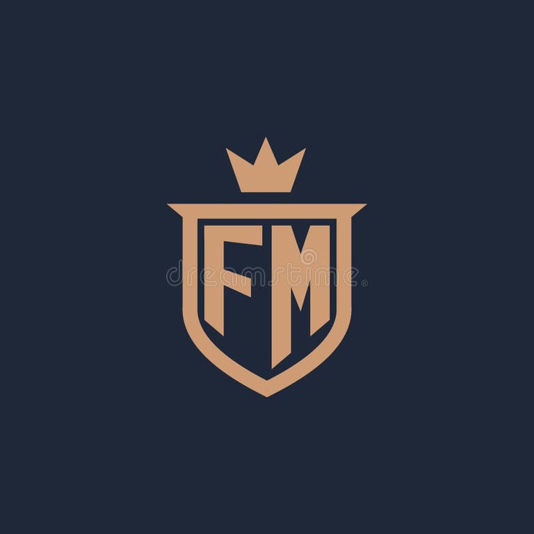 FM Monogram Initial Logo with Shield and Crown Style Stock Vector ...