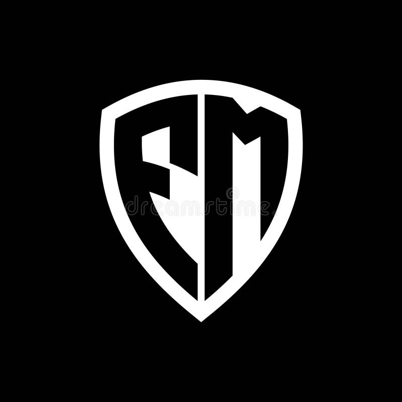 FM Monogram Logo with Bold Letters Shield Shape with Black and White ...