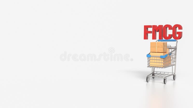 The FMCG Text and Shopping Cart for Business Concept 3d Rendering Stock ...