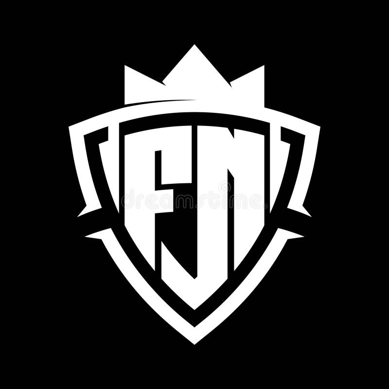 FN Letter Monogram with Triangle Curve Shield Shape with Crown White ...