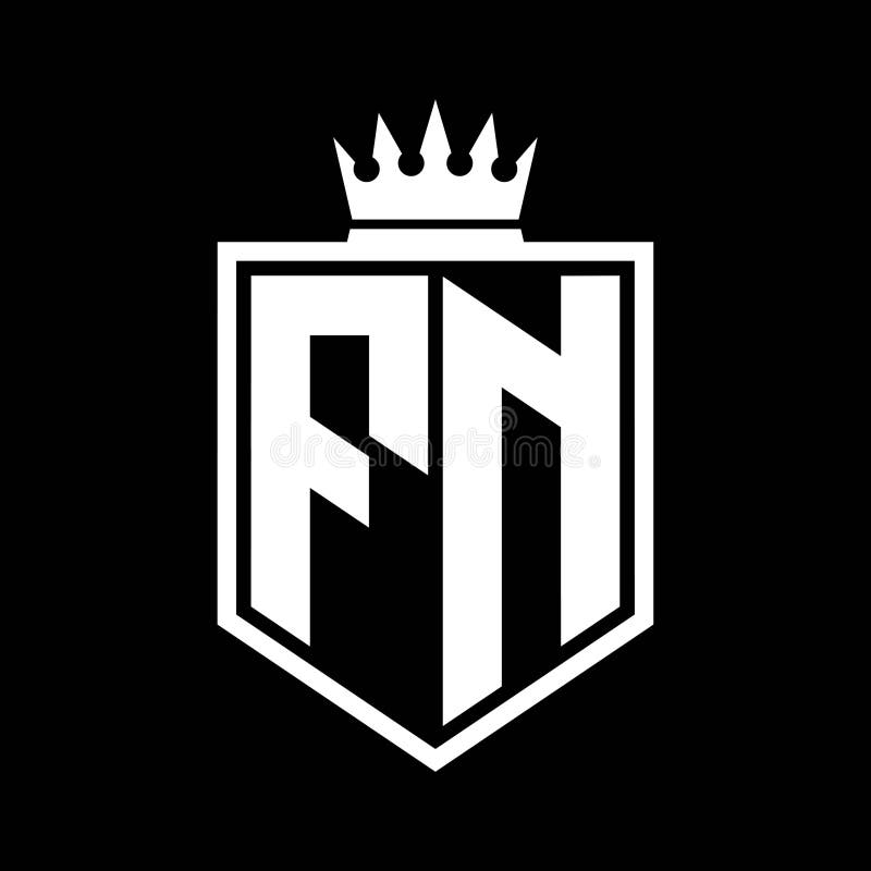 FN Logo Monogram Bold Shield Geometric Shape with Crown Outline Black ...