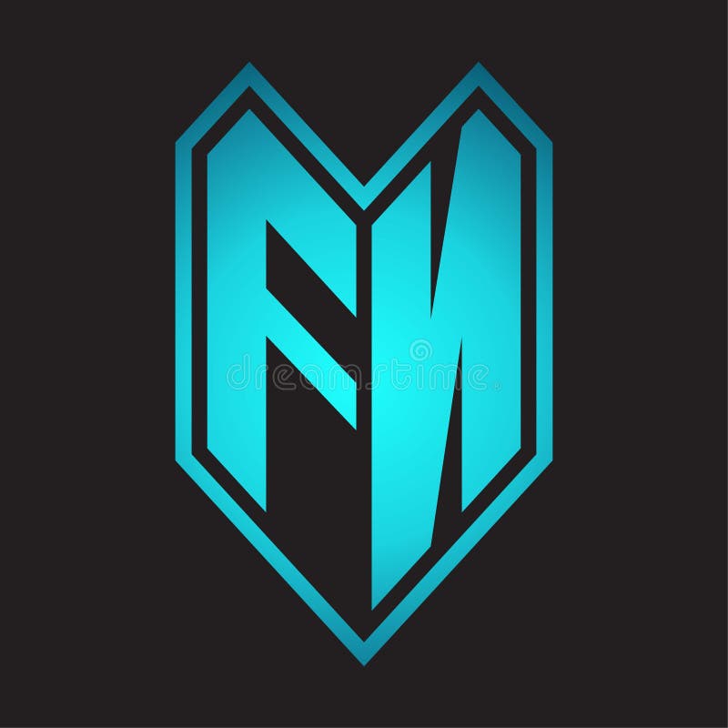 FN Logo Monogram with Emblem Line Style Isolated on Blue Gradient ...