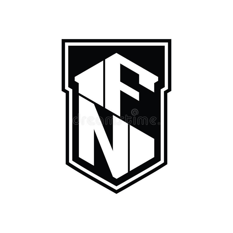 FN Logo Monogram Hexagon Geometric Up and Down Inside Shield Isolated ...