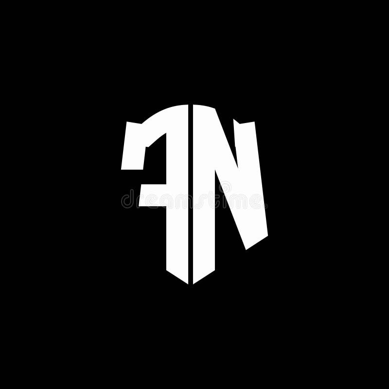FN Monogram Letter Logo Ribbon with Shield Style Isolated on Black ...