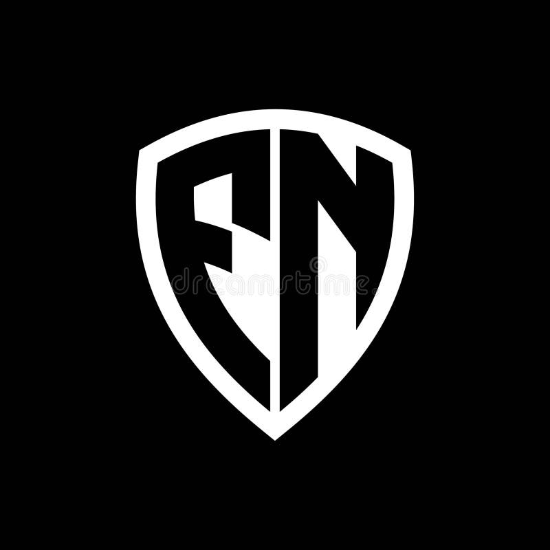 FN Monogram Logo with Bold Letters Shield Shape with Black and White ...