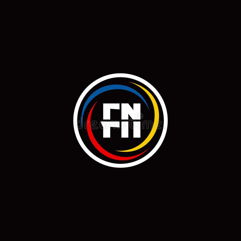 FN Monogram Logo Isolated on Circle Shape with 3 Slash Colors Rounded ...