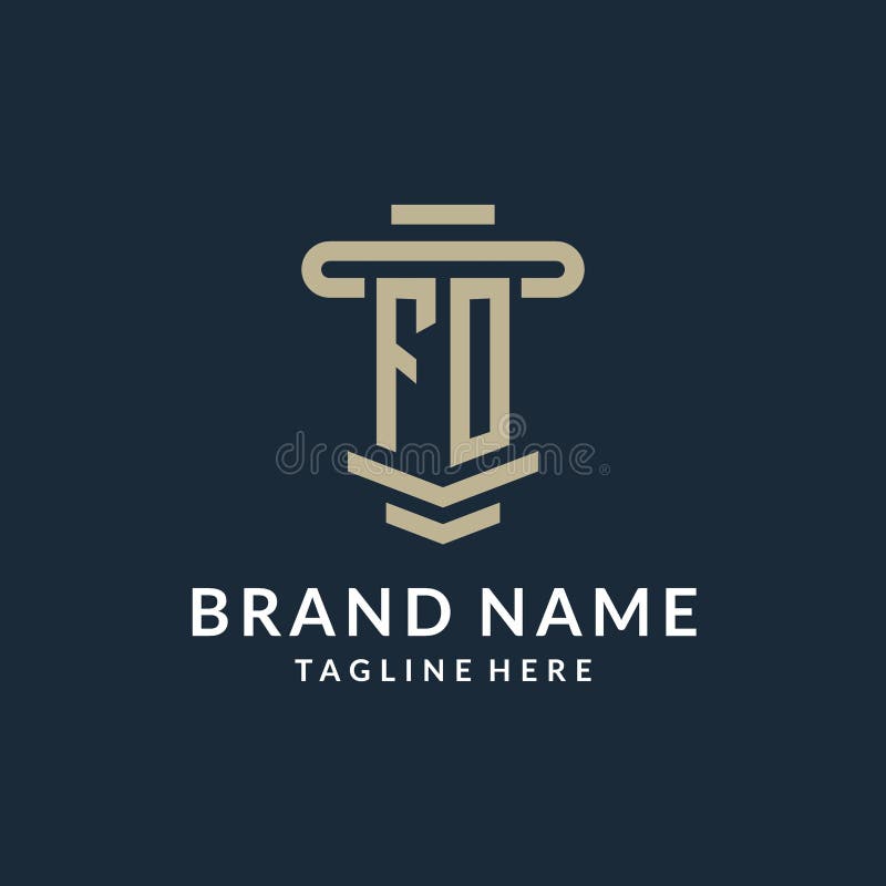 FO Initial Logo Monogram with Simple Luxury Pillar Line Vector Design ...