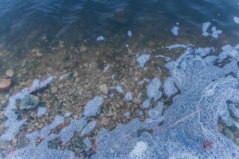 Foam Abstract Natural Foamy Pattern on the Surface of the Water Lake ...