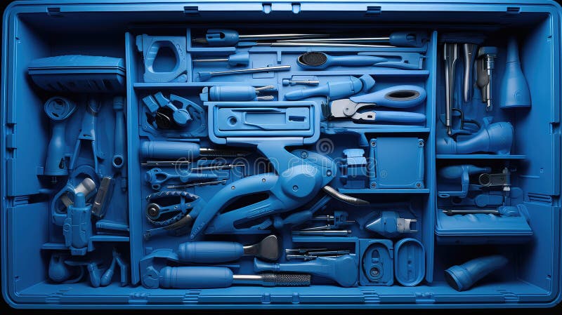 Foam blue tool box stock illustration. Illustration of accessible ...