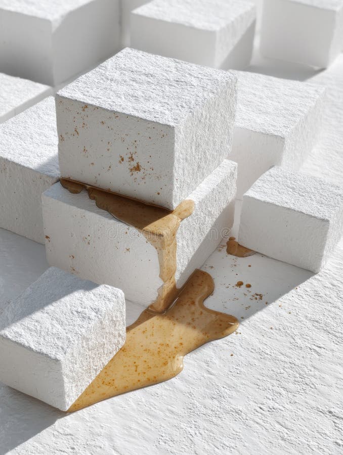 Foam Bricks with Sealant on a White Surface Highlighting a Clean and ...