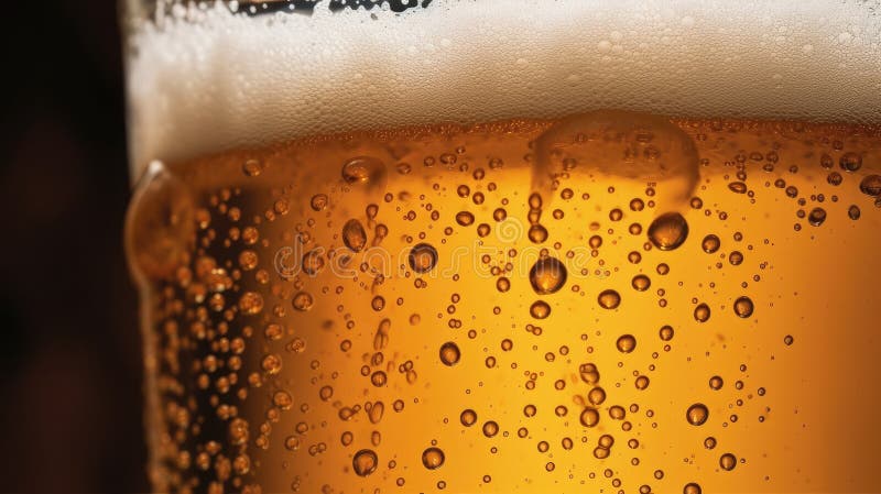 Foam and bubbles in beer stock illustration. Illustration of glass ...