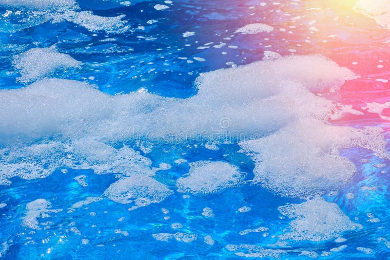 Foam Bubbles on the Water Surface of the Pool, Close-up Stock Image ...