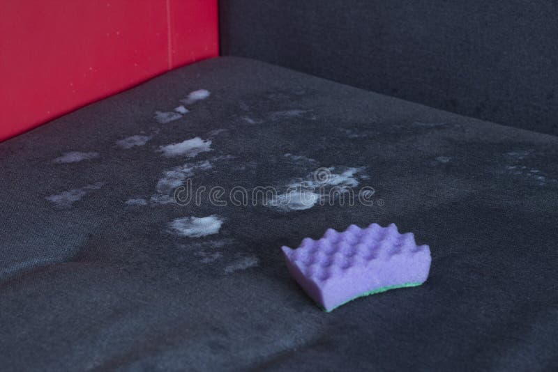 Foam for Cleaning and a Sponge on the Couch Screen Stock Image - Image ...