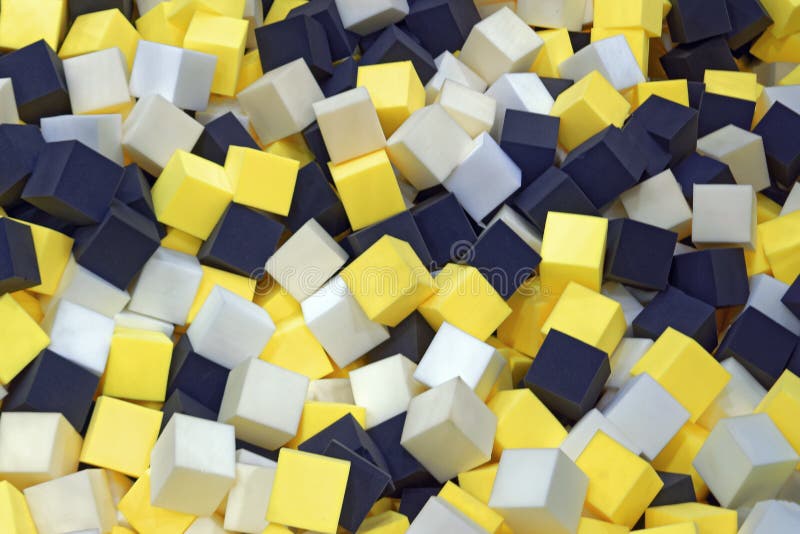 Colored Foam Rubber Cubes in the Trampoline Pit Close-up Background ...
