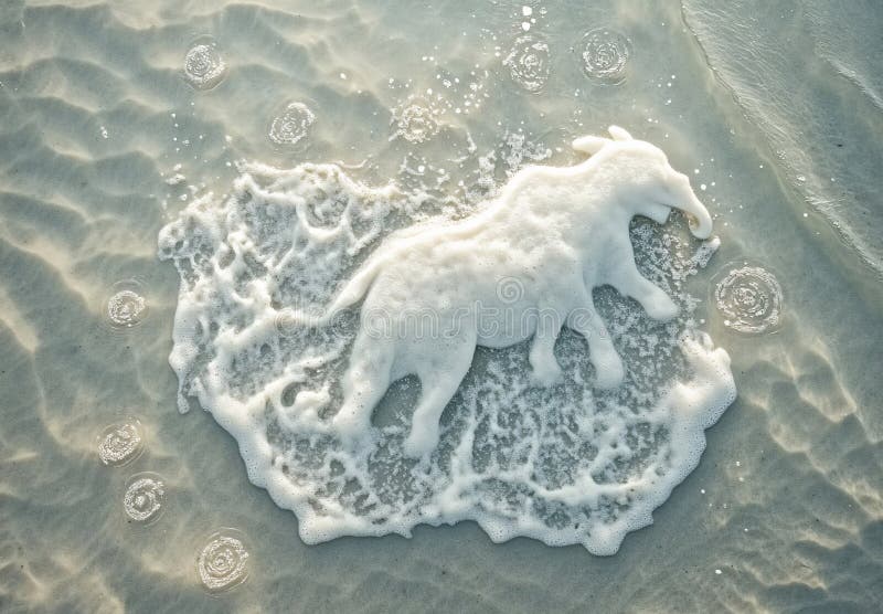 Foam Elephant on Sandy Beach: Surreal Seafoam Art High Quality Image ...
