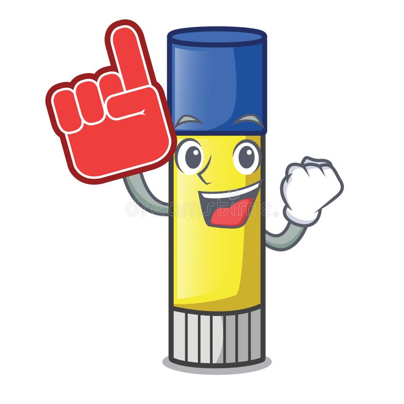 Foam Finger Cute Cartoon on the Glue Stick Stock Vector - Illustration ...