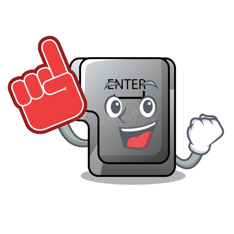 Finger Enter Button Installed on Computer Cartoon Stock Vector ...