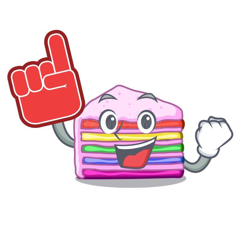 Foam Finger Rainbow Cake in Ice Mascot Cupboard Stock Vector ...