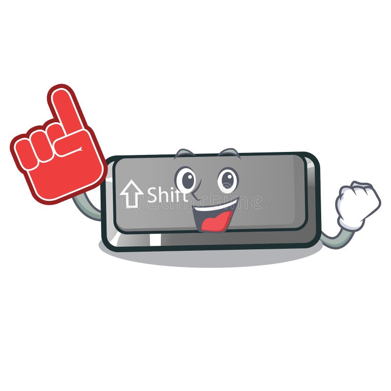 Foam Finger Shift Button Installed in Cartoon Game Stock Vector ...