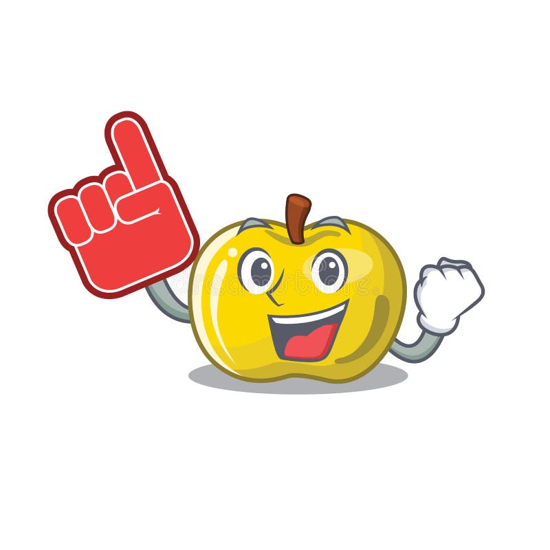 Foam Finger Yellow Apple in a Cartoon Basket Stock Vector ...