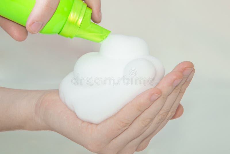 Foam on Hand Isolated on White Background Stock Image - Image of ...