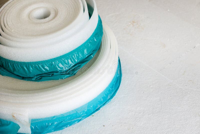 Foam Insulation Rolls Wrapped in Plastic for Construction Project Stock ...