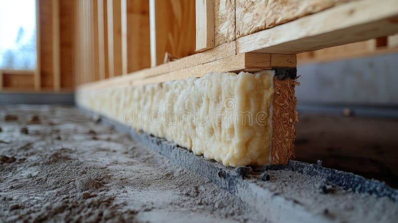 Foam Insulation on Wooden Frame in Home Construction. Stock Photo ...