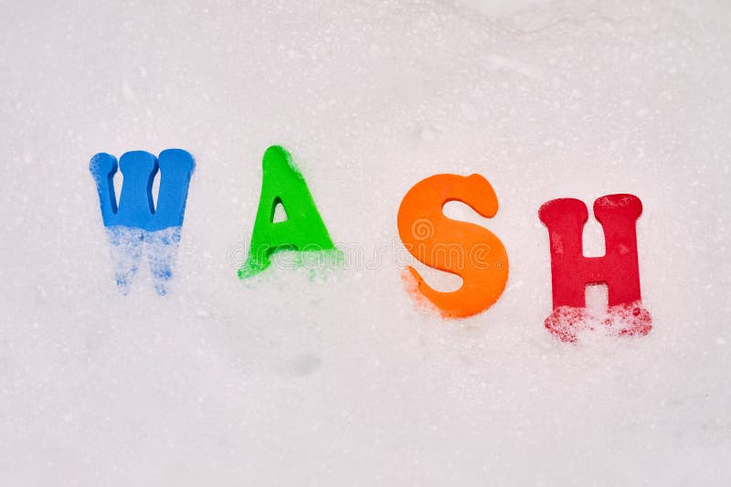 Foam letters in bath foam stock photo. Image of word - 259297932
