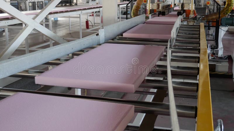 Foam Plastic on Assembly Belt Line, Automatic Equipment for Production ...