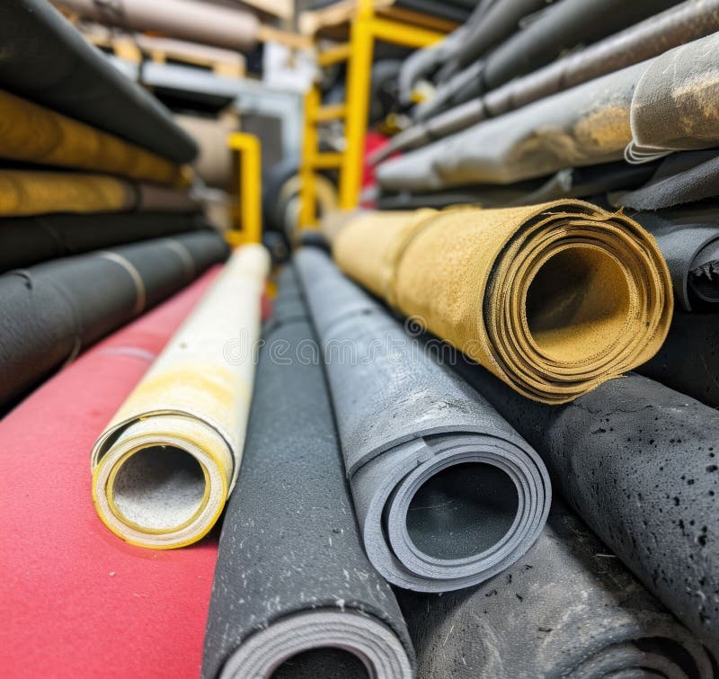 Foam and Rubber Mats Rolled Up in Storage. Generative Ai Stock ...