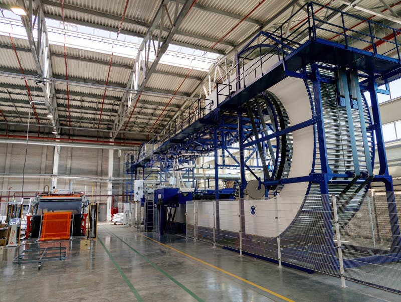 Foam Rubber Production Line, Cutting and Packing Equipment Stock Photo ...