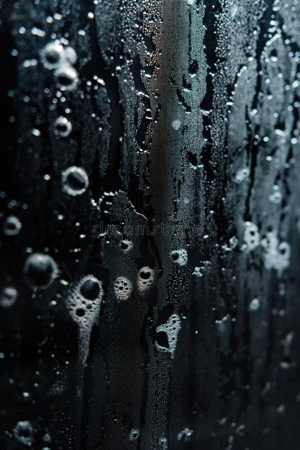 Black Car Window Cleaning Close-up with Water Droplets on Dark ...