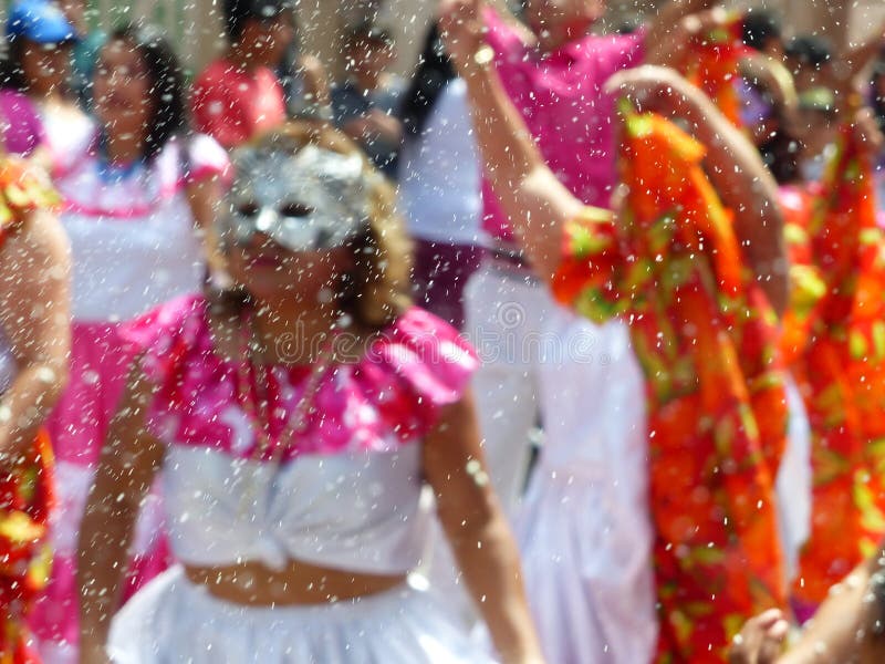 The Foam is Spraying on Everyone during Carnival Parade Editorial ...