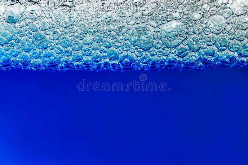 Foam on Surface of Liquid Blue Detergent Close-up Full Depth of Field ...