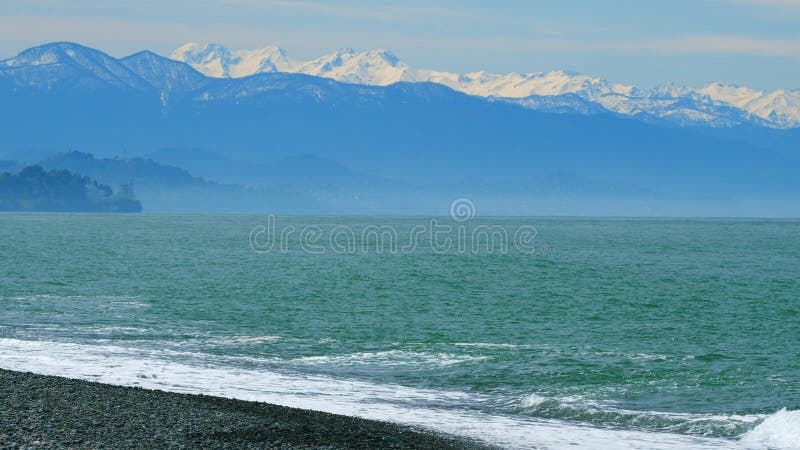 Foam Waves on the Beach. Daylight with Blue Clear Sky. Waves on the Sea ...