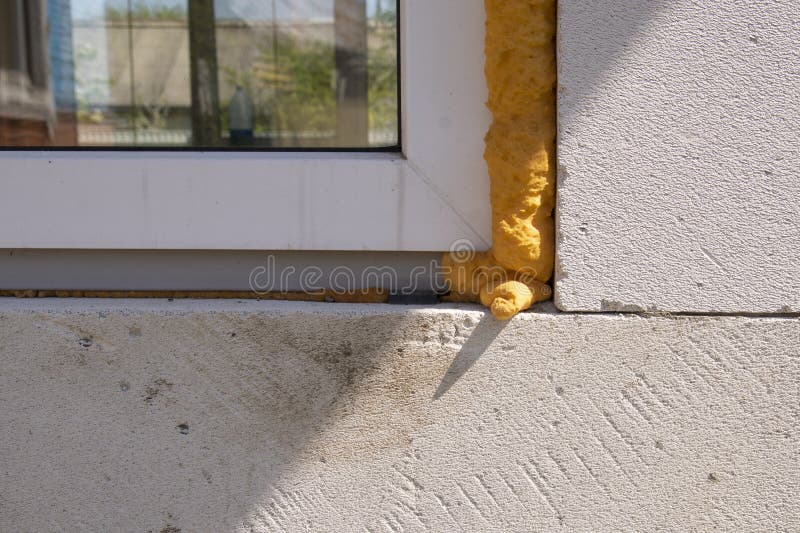 The Foamed Wall of the House Made of White Large Blocks Stock Photo ...