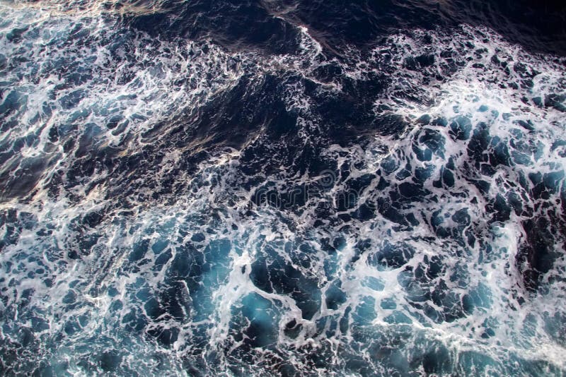 Foamed Waves Over the Side of the Ship. Top Down View. Ocean Abyss ...