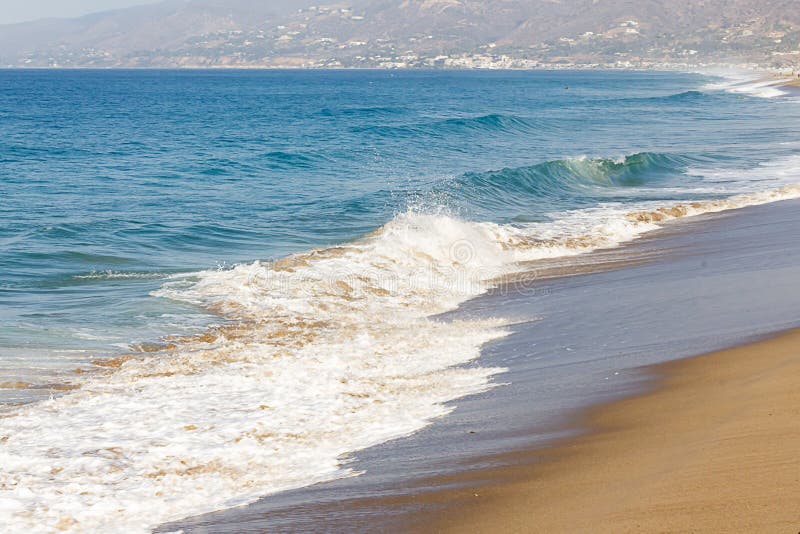 Foaming Fading Wave on Sandy Shoreline, Wave Cresting, Foaming Backwash ...