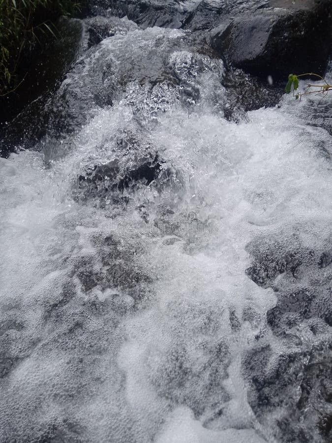 Foaming River Water Flow Down Splash Drop of Water Stock Image - Image ...